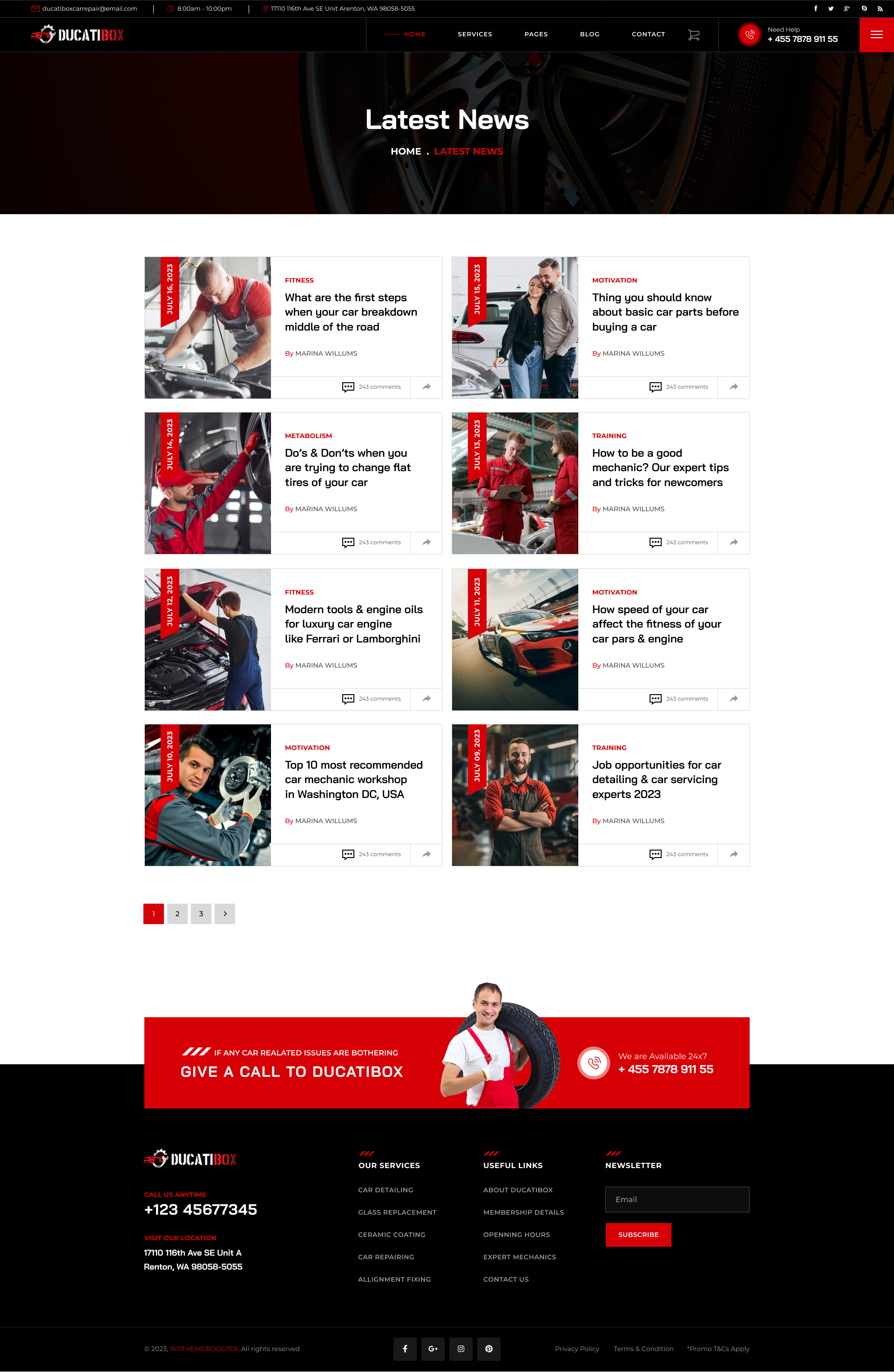 Ducatibox - Car Service & Auto Repair Figma Template by wpthemebooster
